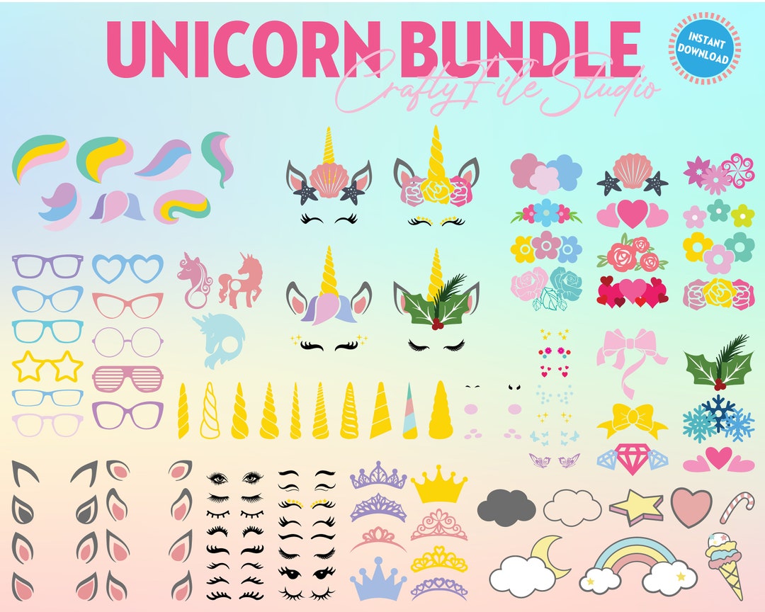 Unicorn Bundle SVG, Unicorn Head SVG Files, Unicorn Svg, Unicorn Face ...