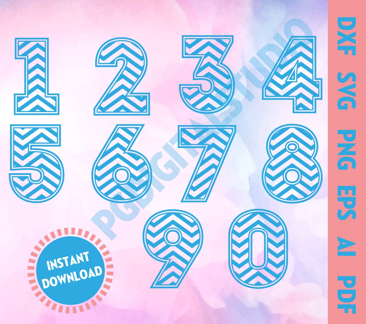 Chevron Numbers SVG for Cricut and Silhuoette - Etsy