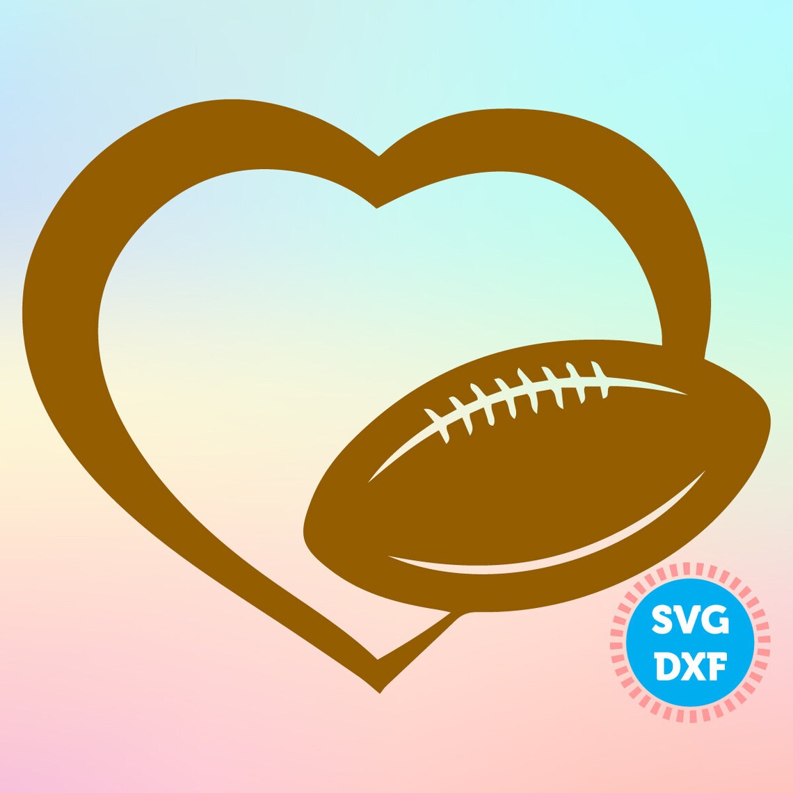 Love Football SVG DXF Files, Heart Football Svg, Football Silhouette ...