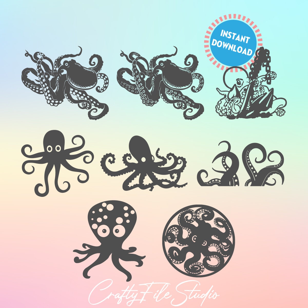 Octopus SVG Bundle Octopus Tentacles SVG Cricut Cut Files | Etsy