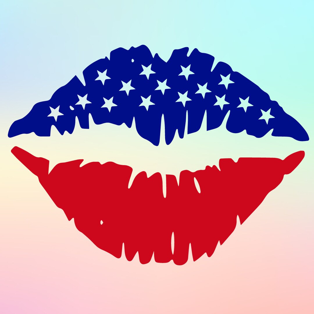 American Flag Lips Svg, 4th of July American US Flag Girl Lips SVG ...