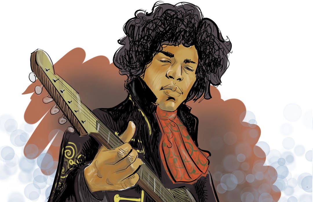Jimi Hendrix - Portrait, Custom Portrait, Portrait From Photo ...