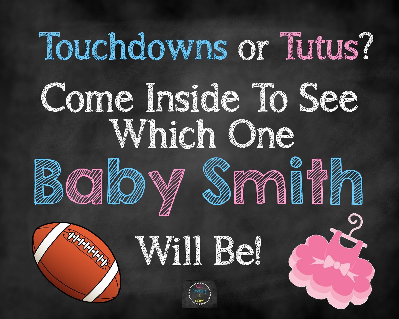 Touchdown or Tutus Gender Reveal Welcome Sign Door Sign - Etsy