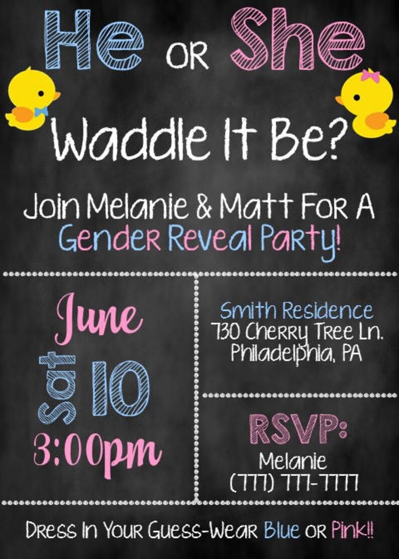 Waddle It Be Gender Reveal Invite Gender Reveal Party Etsy