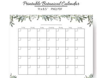 Spring Printable Calendar Greenery Desk Calendar Blank Printable ...