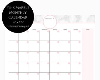 Pink Yearly Calendar - Etsy