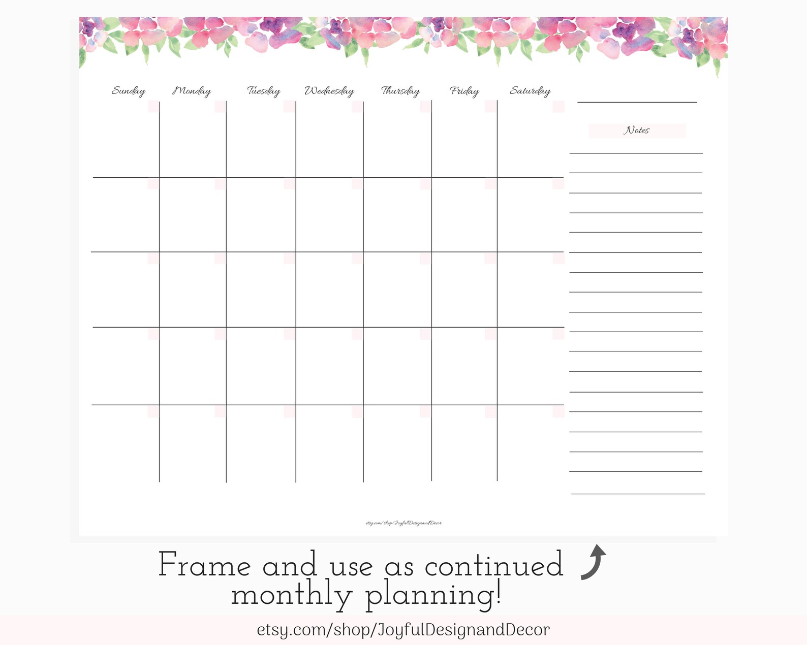 Floral Desk Calendar Printable Desk Calendar Undated Calendar Printable ...