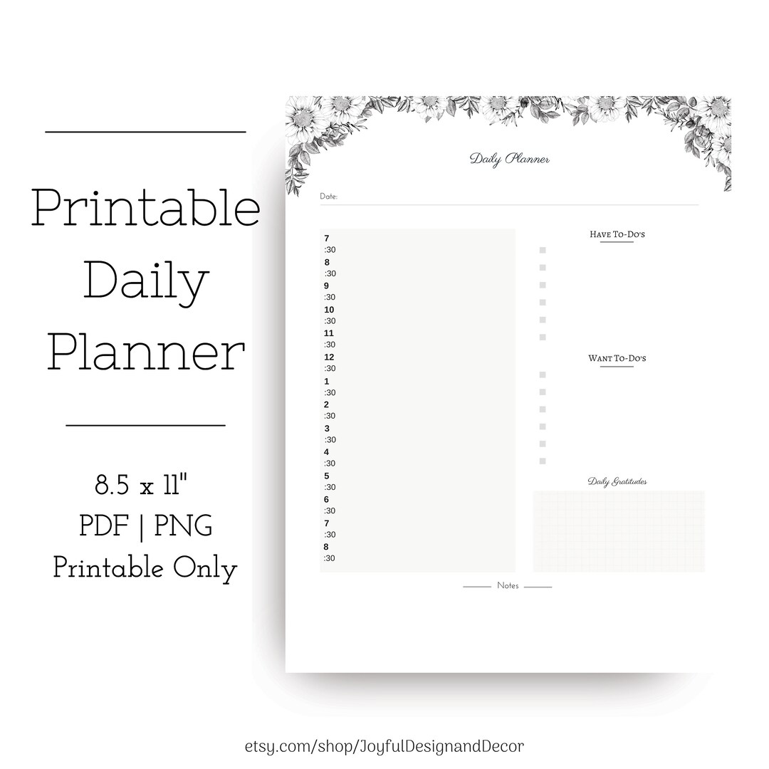 Fillable Daily Planner Printable Planner Hourly Planner Hourly Daily ...