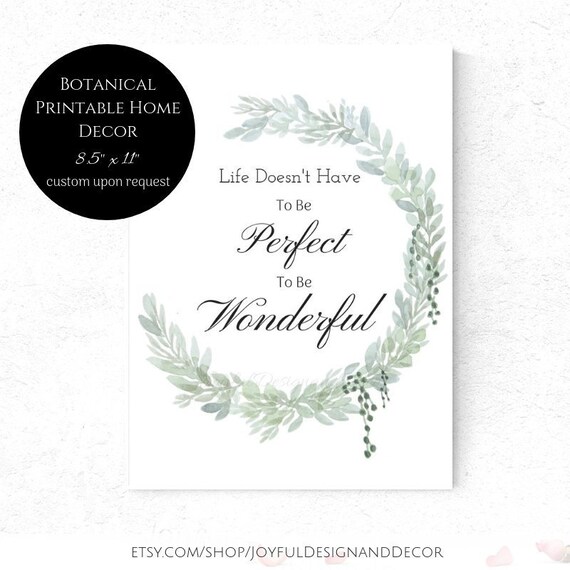 Printable Quote Greenery Printable Quotes Printable Interior | Etsy