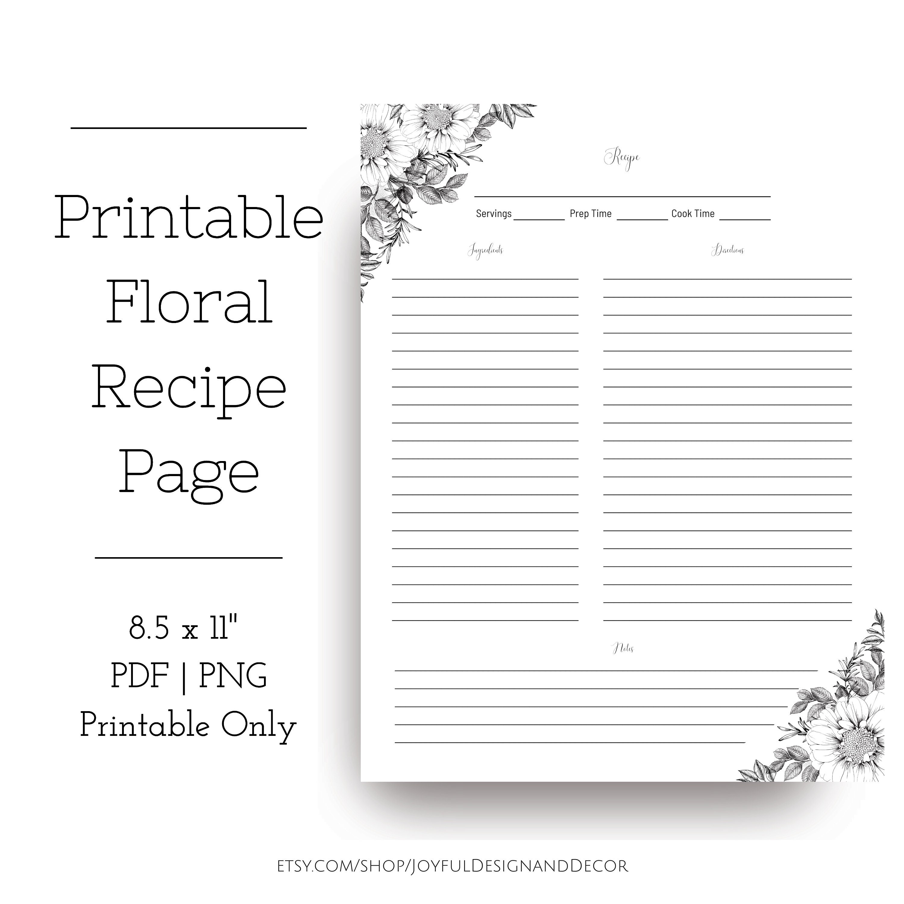 Recipe Sheet Printable Printable Cook Book Recipe Template Printable ...