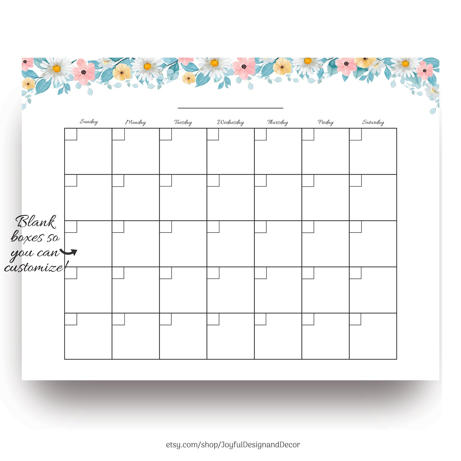 Spring Printable Calendar Greenery Desk Calendar Blank Printable ...