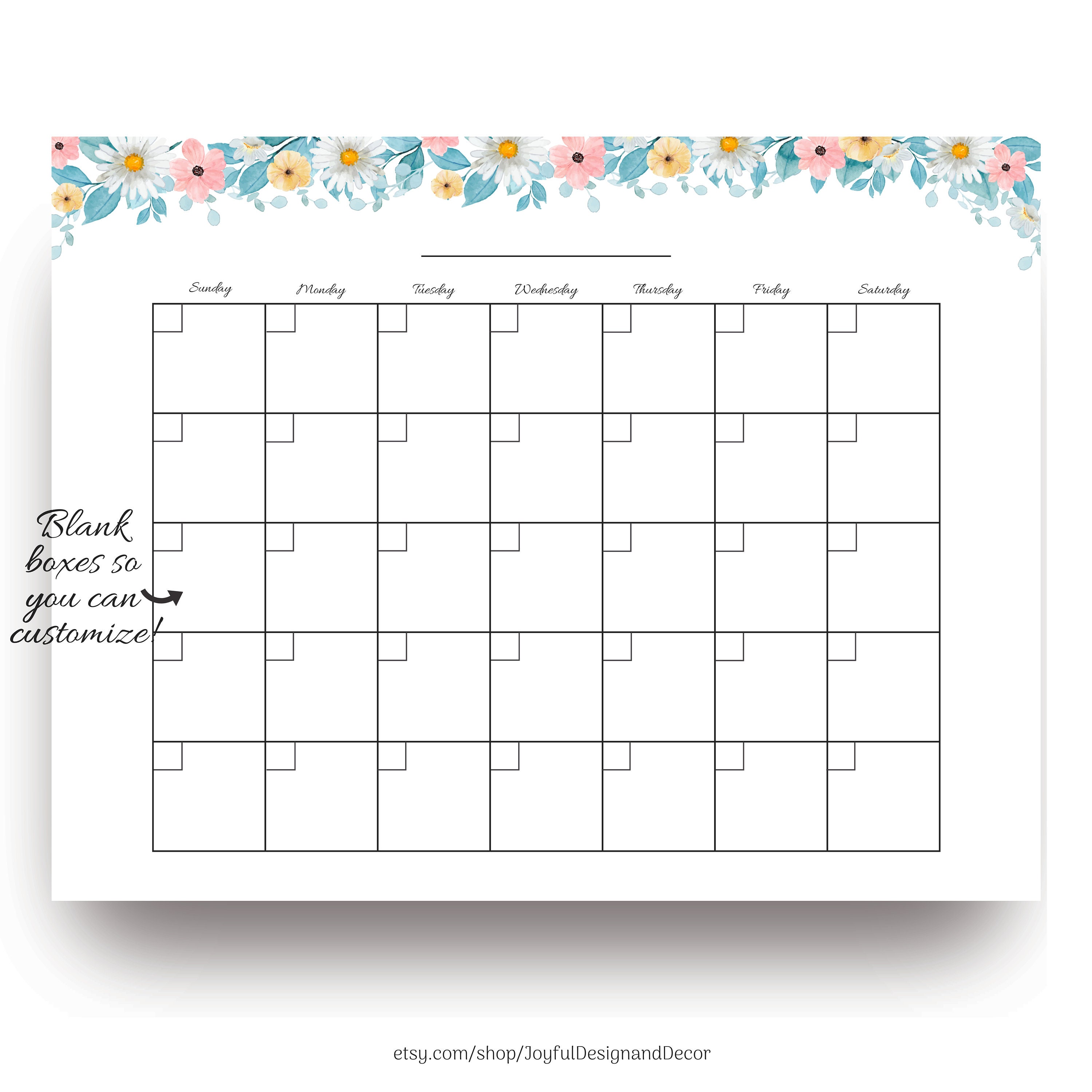 Spring Printable Calendar Greenery Desk Calendar Blank Printable ...