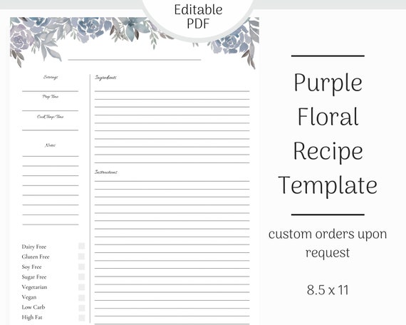 Full Page Recipe Template For Word