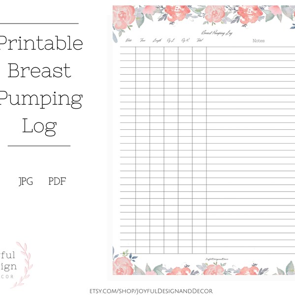 Breast Pump Log - Etsy