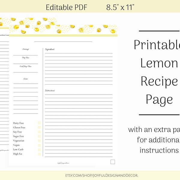 Recipe Template - Etsy