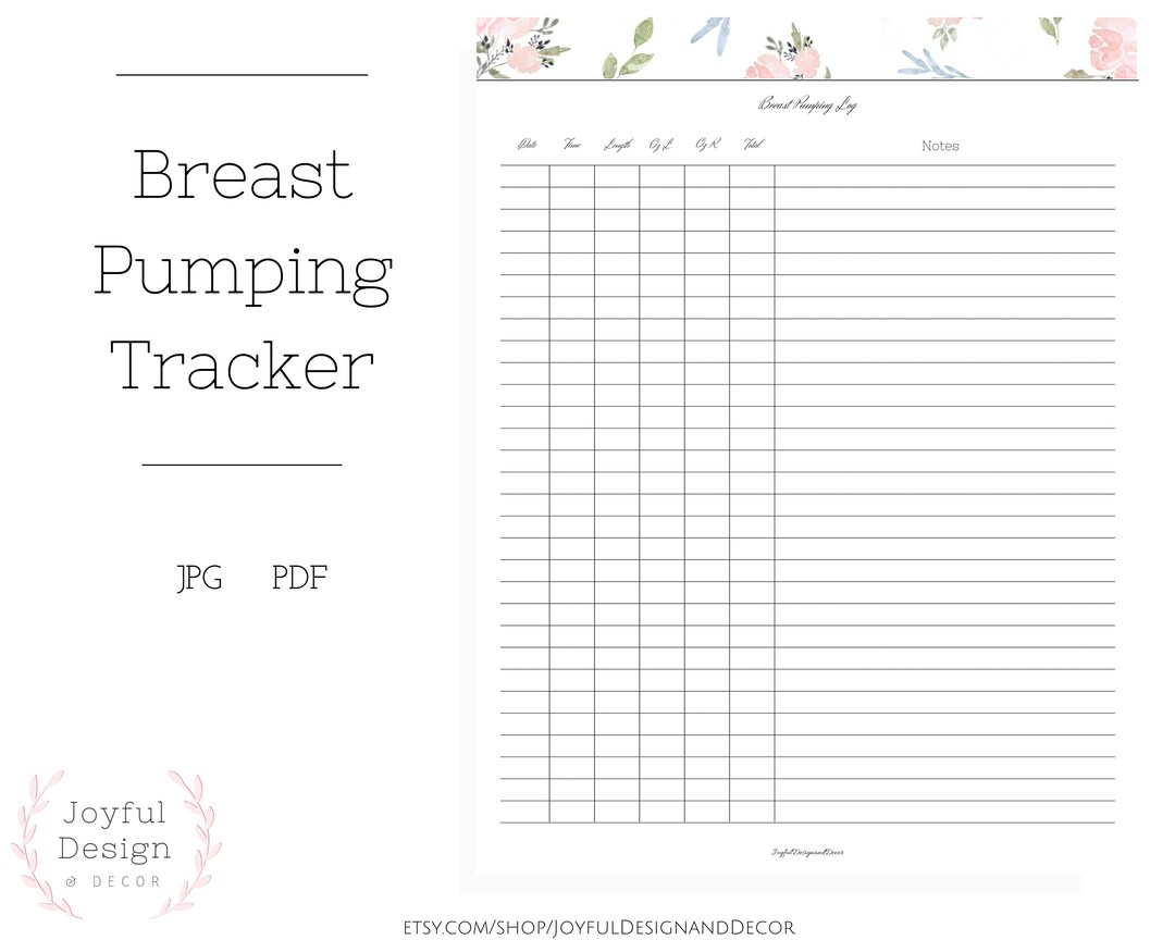 Printable Pumping Tracker Pumping Log New Mother Tools Mom - Etsy