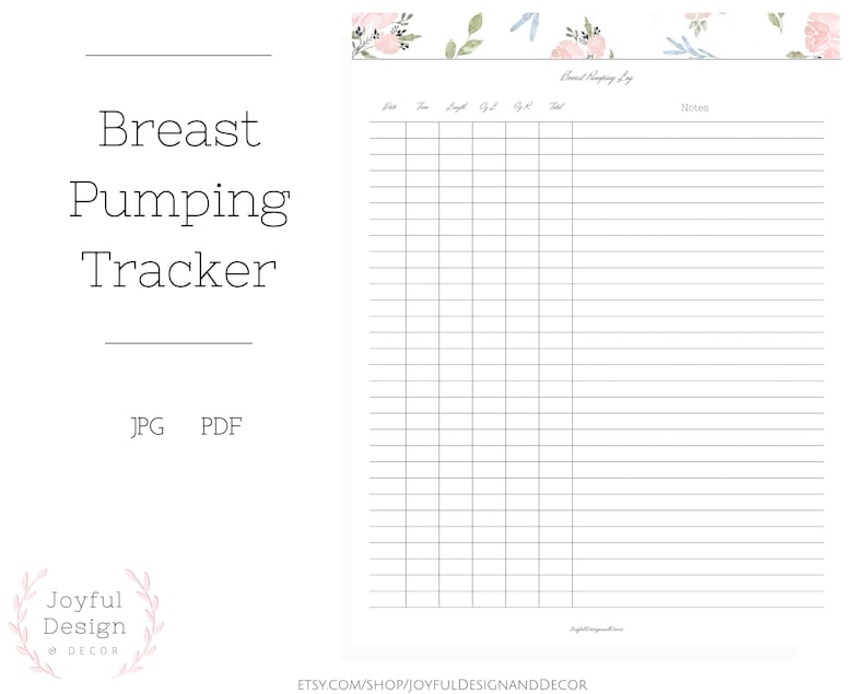 Printable Pumping Tracker Pumping Log New Mother Tools Mom - Etsy