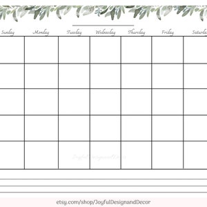 Large Greenery Calendar, Printable Greenery Calendar, Desk Calendar ...