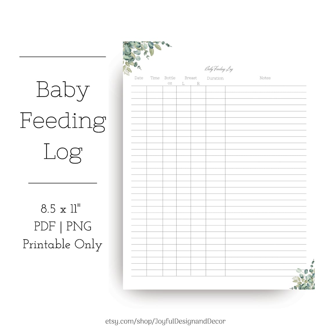 Baby Feeding Log Newborn Tracker Printable Baby Log New Mom Printables ...