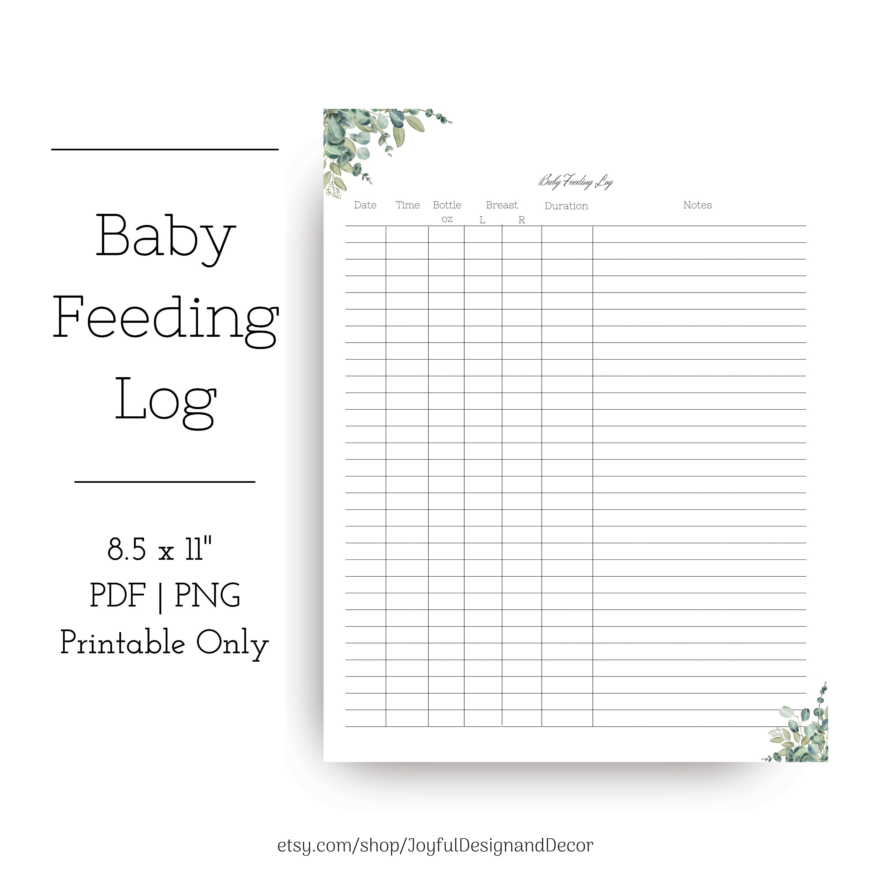 Baby Feeding Log Newborn Tracker Printable Baby Log New Mom Printables ...
