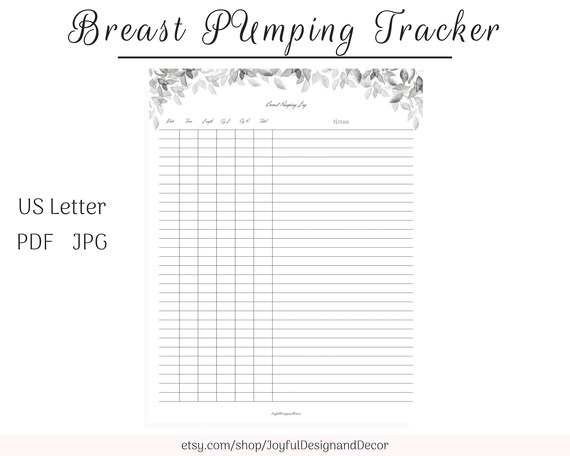 Pumping Tracker Blank Pumping Log Breast Pumping Tracker - Etsy