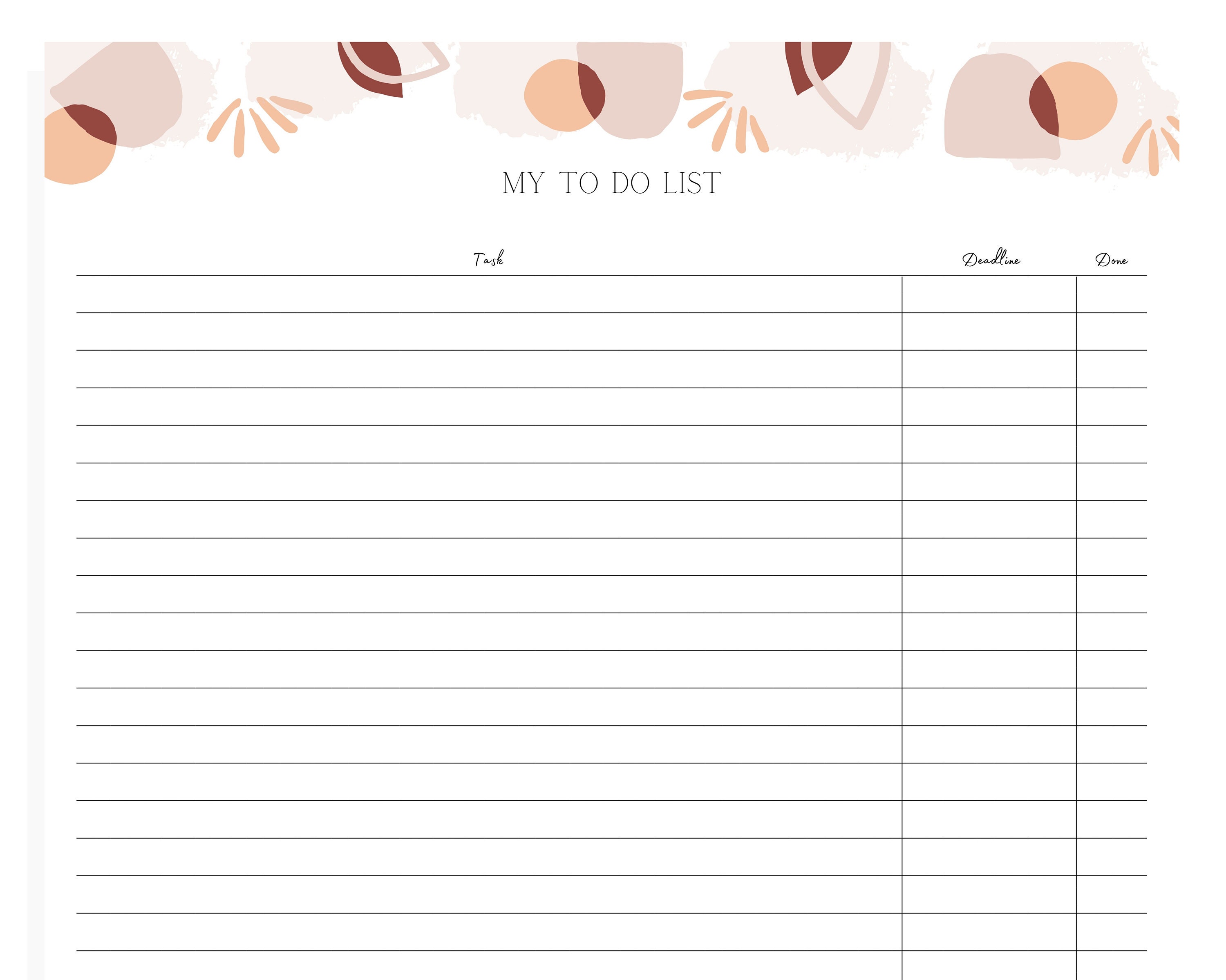 Boho to Do List Printable to Do List Task Template Boho - Etsy
