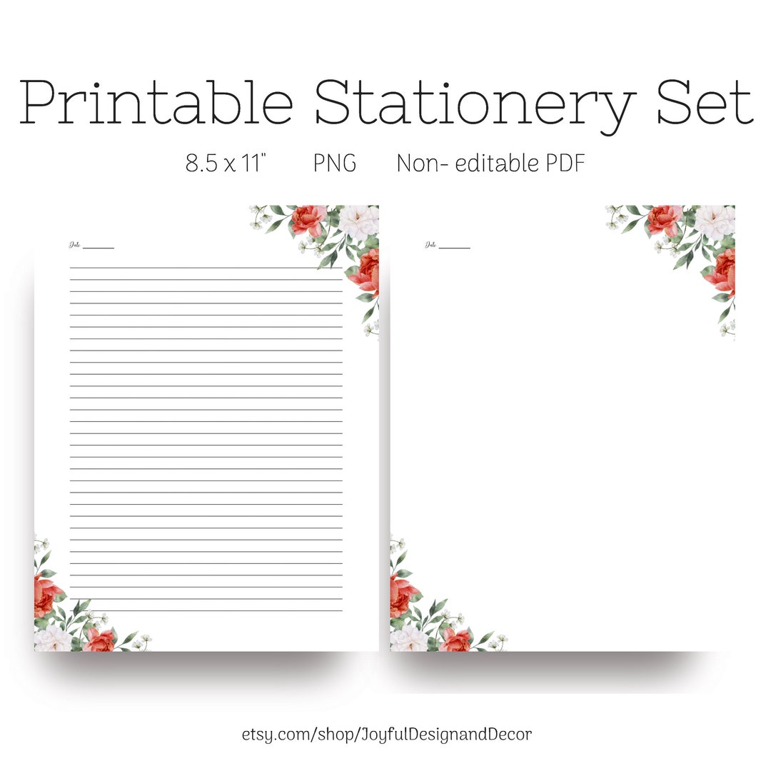 Red Stationery Printable Stationery Digital Paper Penpal Paper Girl ...