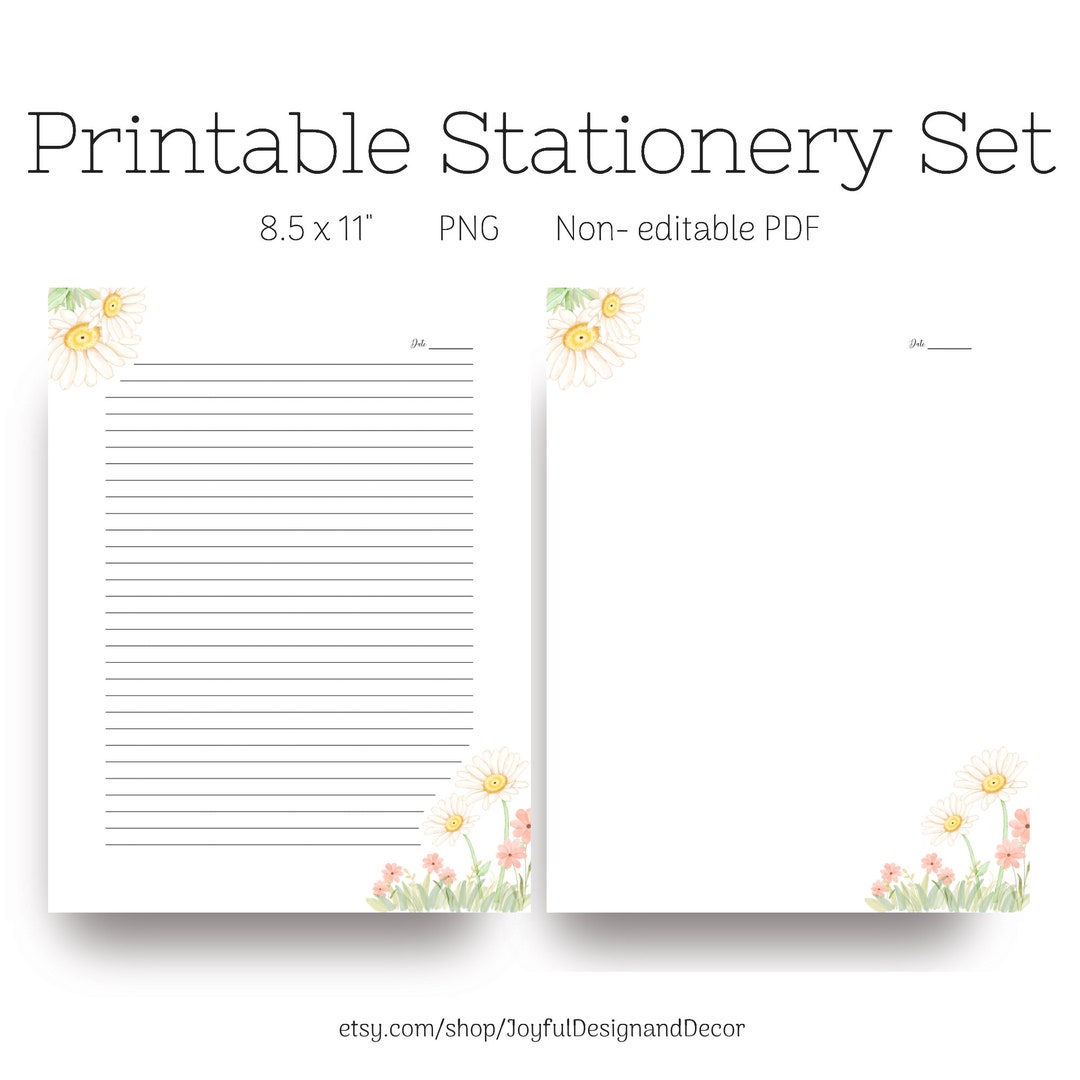 Daisy Floral Stationery Printable Stationery Printable Paper Penpal ...