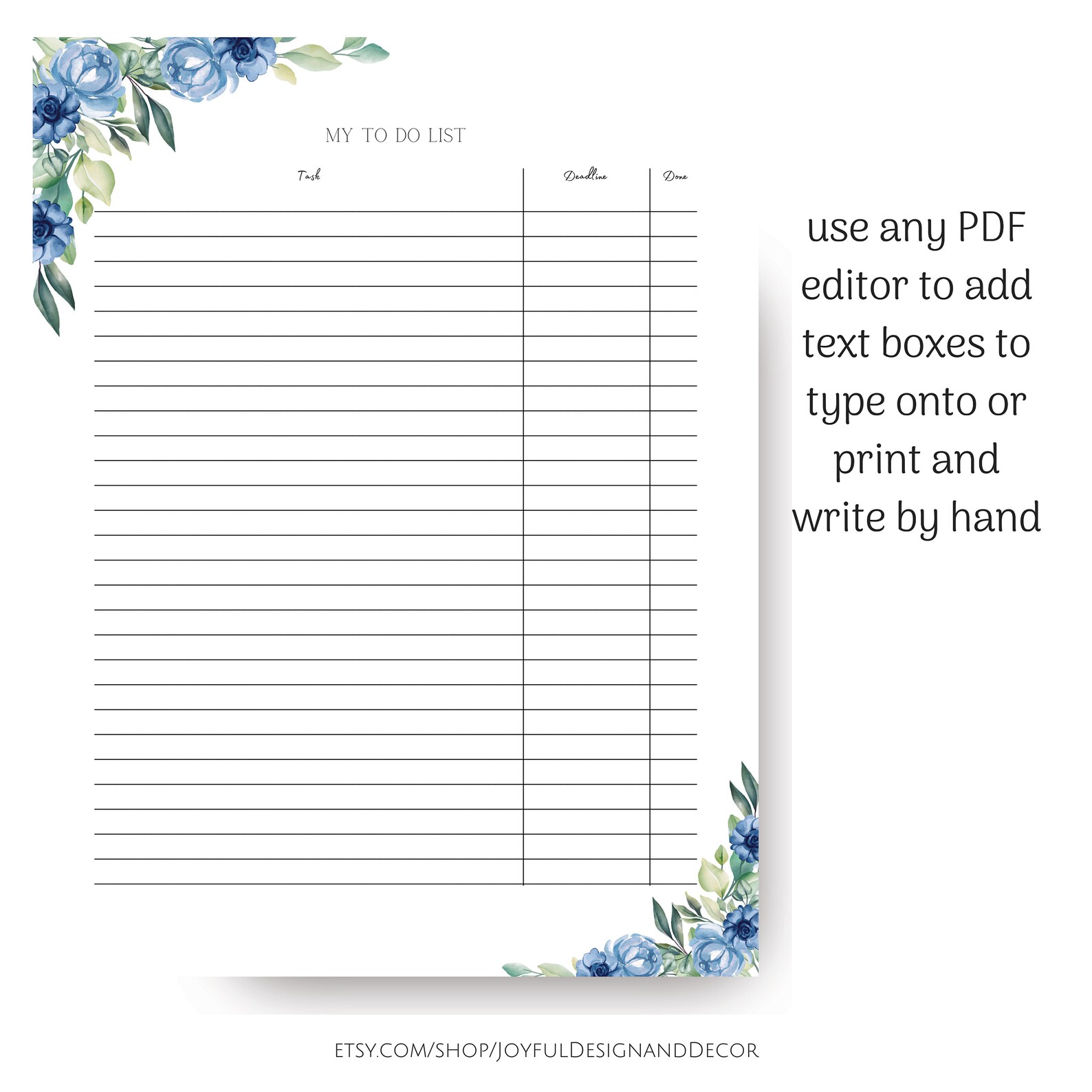To Do List Printable to Do List Printable Planner Floral to Do List ...