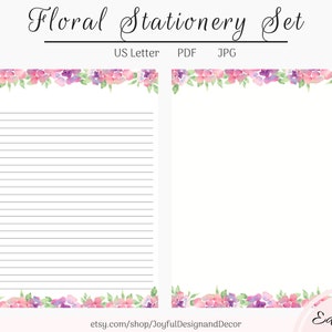 Letter Paper Printable Pink Stationery Letter Paper | Etsy