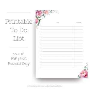 To Do List Printable to Do List Printable Planner Floral to Do List ...