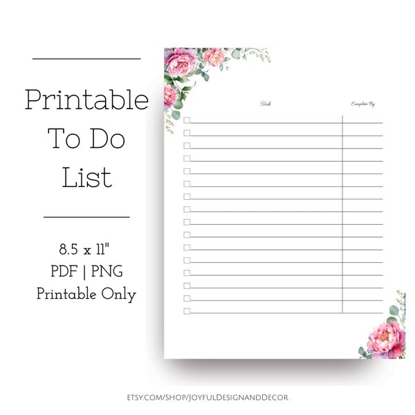 To Do List Printable to Do List Printable Planner Floral to Do List ...