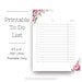 To Do List Printable to Do List Printable Planner Floral to Do List ...