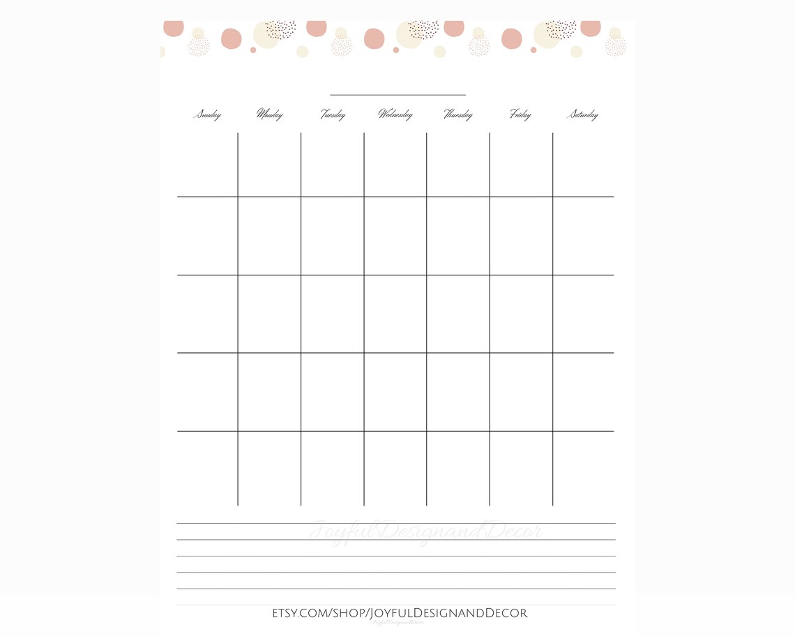 Printable Boho Calendar Editable Calendar Spotted Calendar - Etsy
