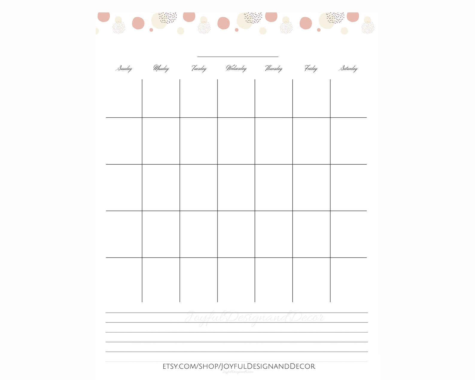 Printable Boho Calendar Editable Calendar Spotted Calendar - Etsy