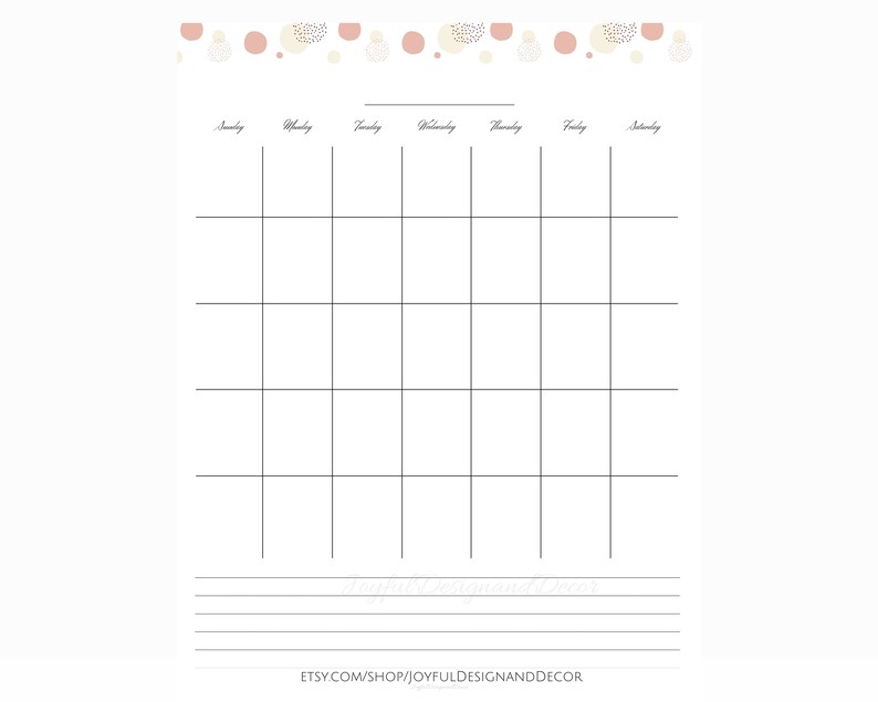Printable Boho Calendar Editable Calendar Spotted Calendar - Etsy