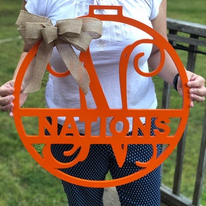 Last Name Circle Monogram Wedding Monogram Monogram Door Hanger - Etsy