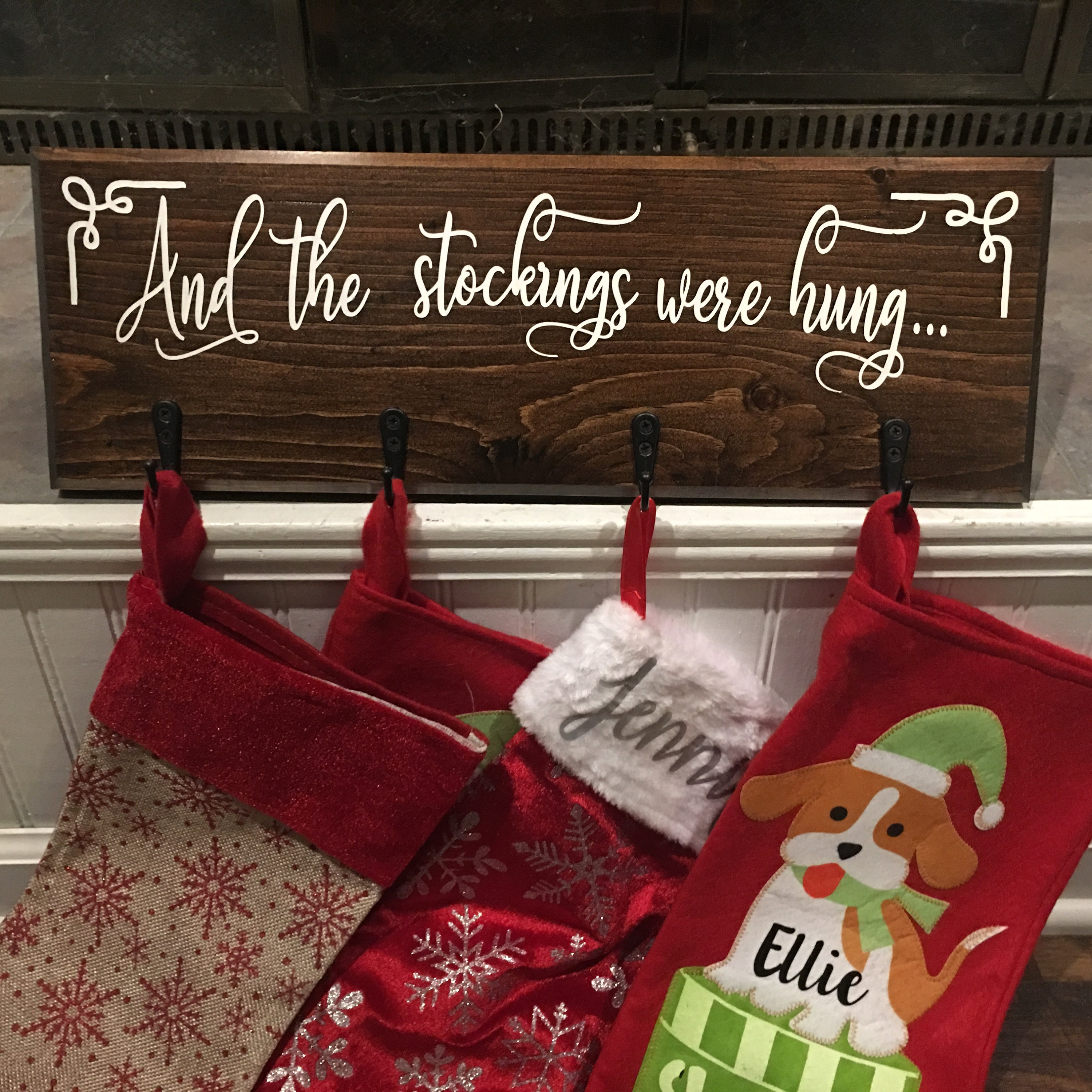 Stocking Hanger, and the Stockings Were Hung, Farmhouse Christmas Sign ...