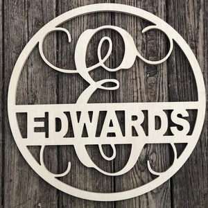 Last Name Circle Monogram Wedding Monogram Monogram Door Hanger - Etsy