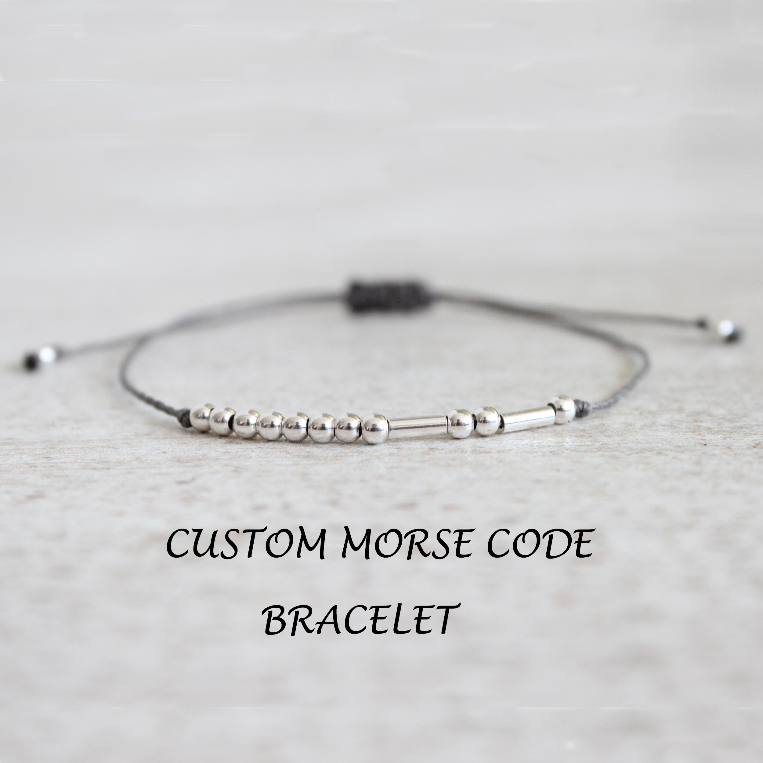 Custom Morse Code Silver Bracelet for Women Step Mom Gift - Etsy