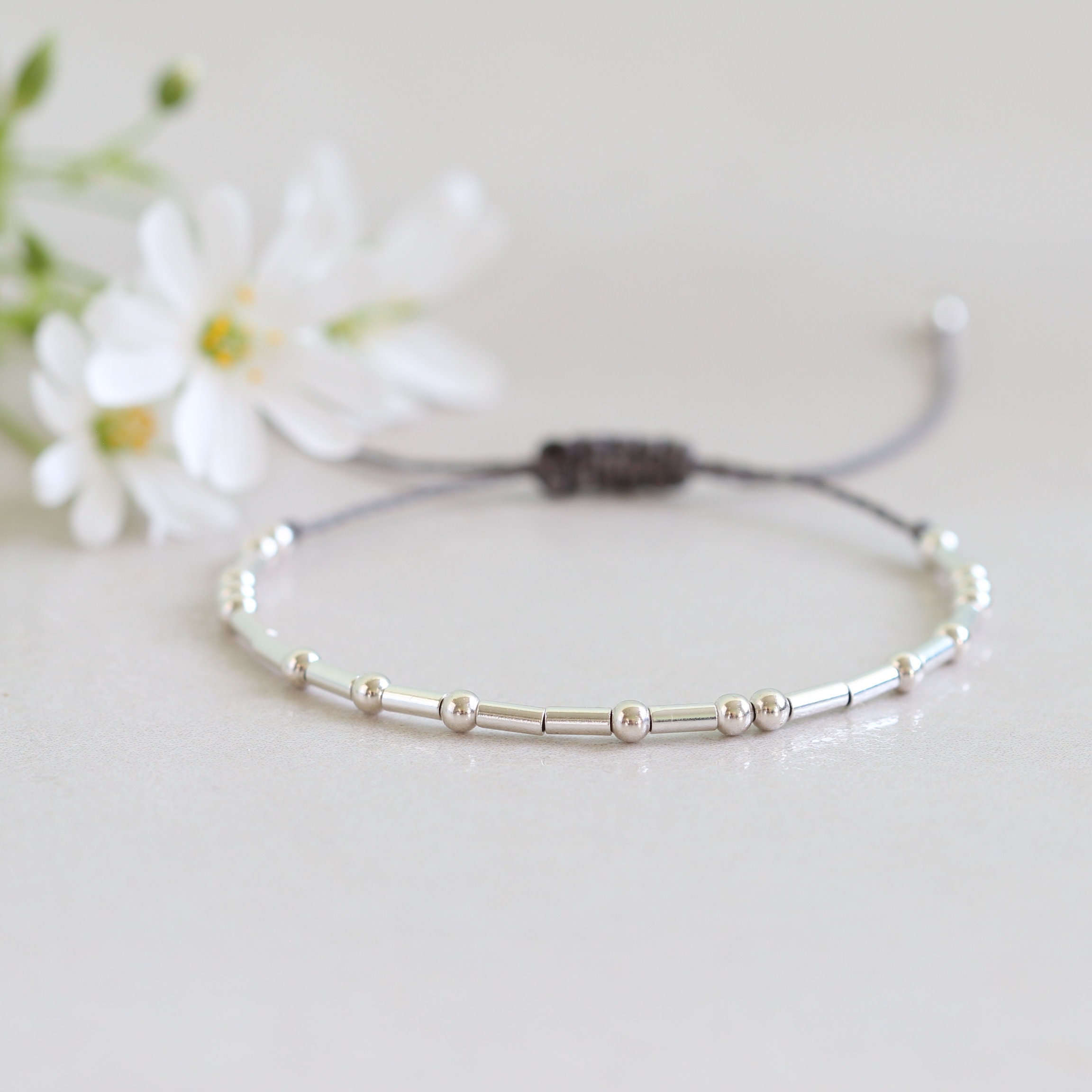 Custom Morse Code Silver Bracelet for Women Step Mom Gift - Etsy