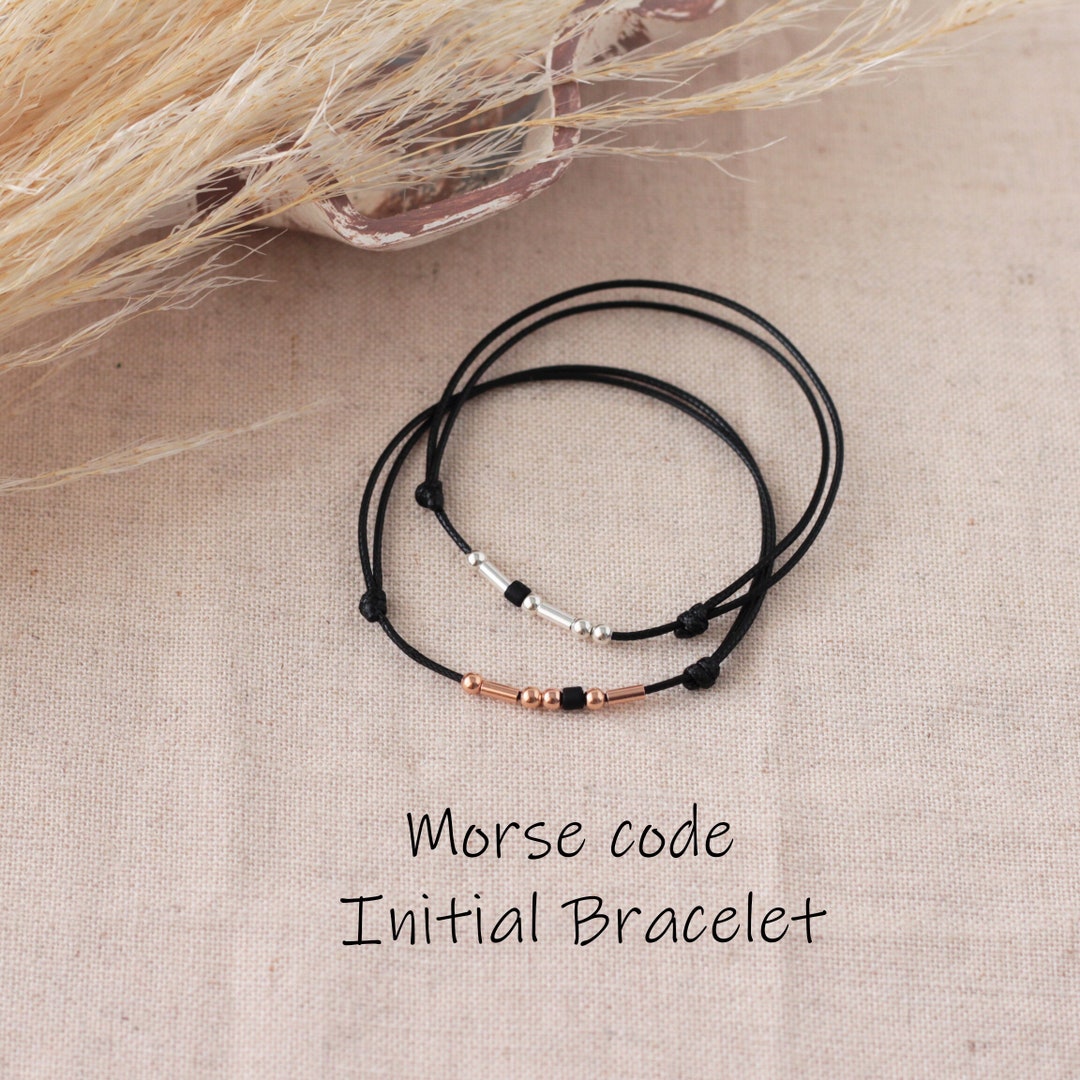 Morse Code Bracelet CUSTOM Initials - Couples Bracelet SET - Partner ...