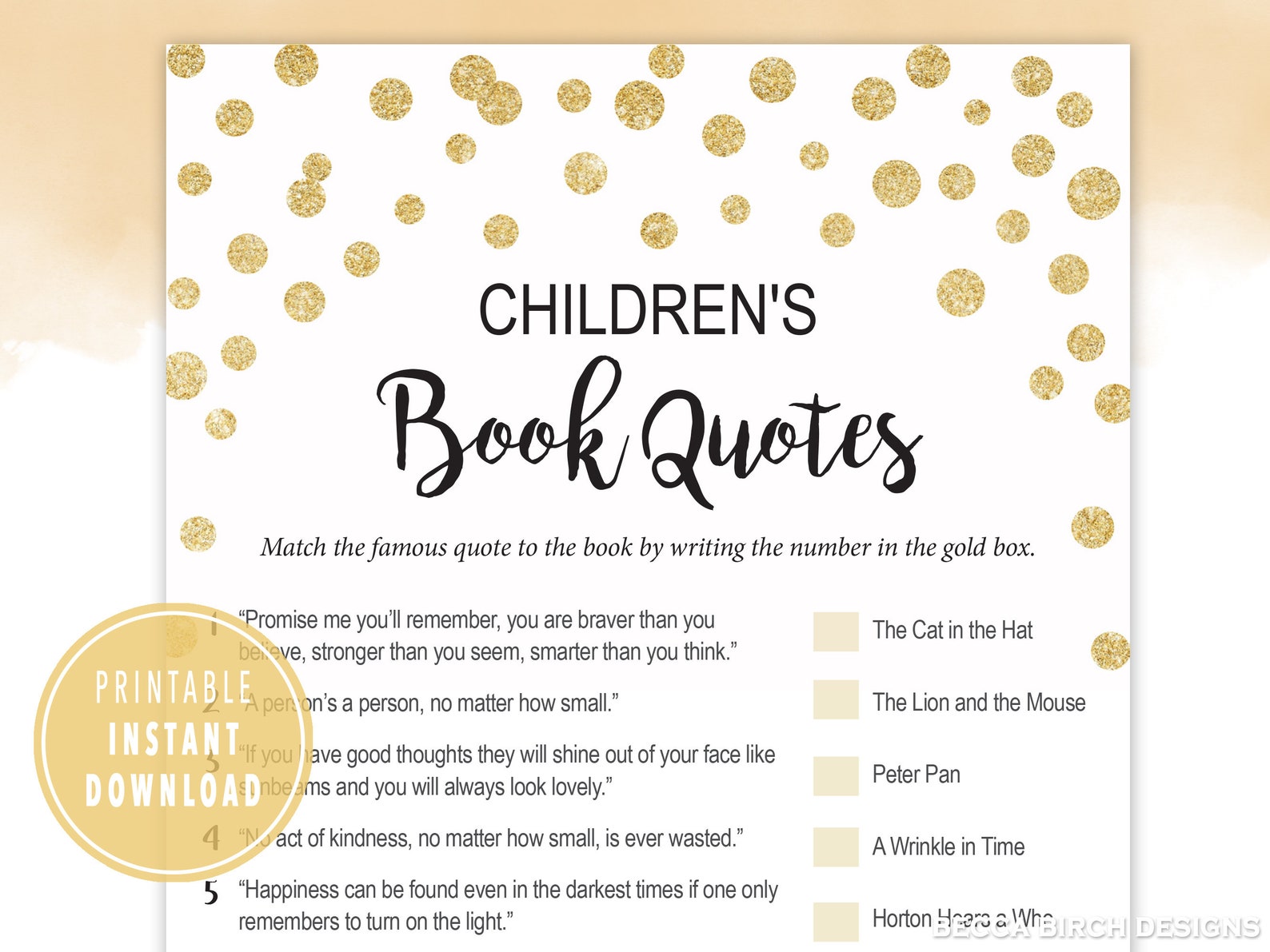 Children's Book Trivia Game – Printable Baby Shower Game – Virtual Baby ...