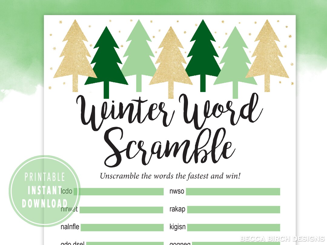 Winter Word Scramble Game - Printable Games - Virtual Learning - Zoom ...