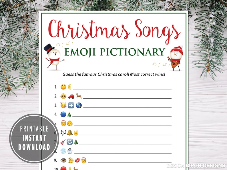 Christmas Songs Emoji Pictionary | Christmas Games for Kids and Adults ...