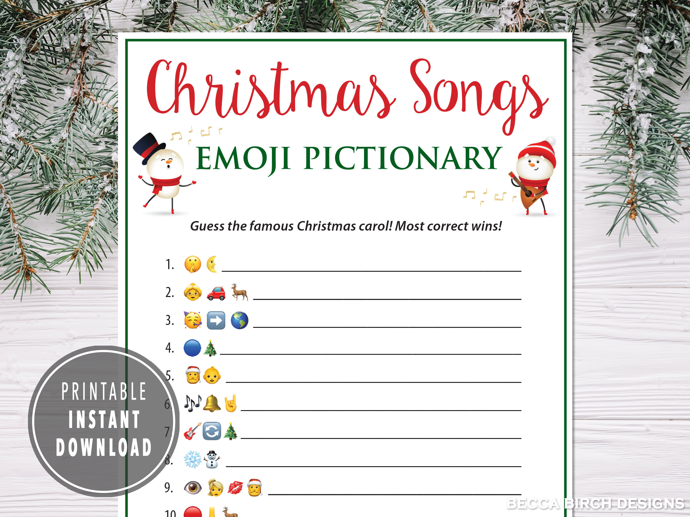 Christmas Songs Emoji Pictionary | Christmas Games for Kids and Adults ...