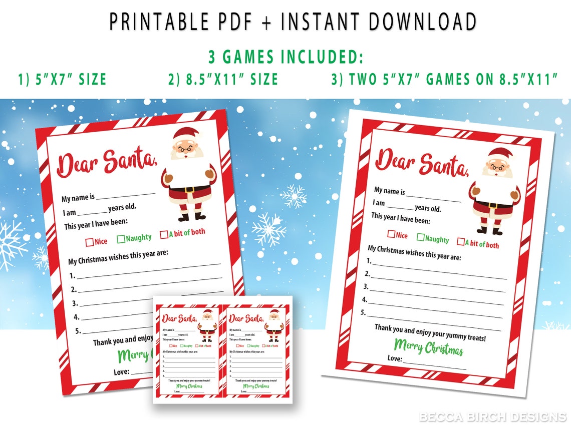 Dear Santa Letter Christmas Letter to Santa for Kids Santa - Etsy