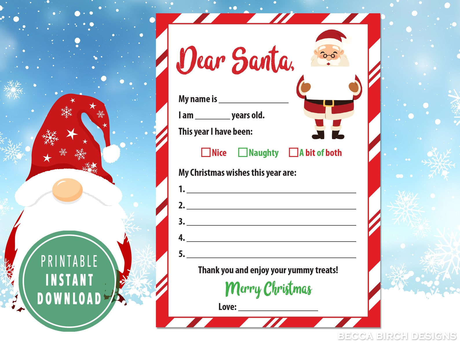 Dear Santa Letter - Christmas Letter to Santa for Kids - Santa Letter ...
