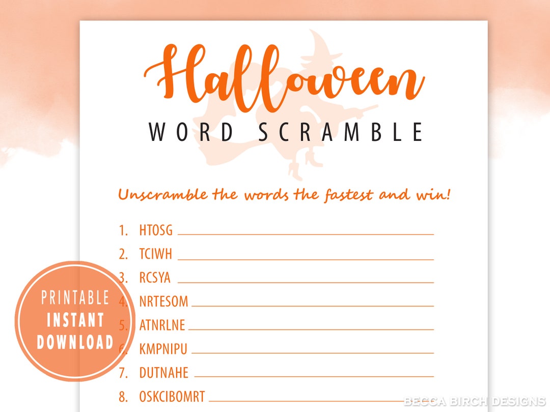 Halloween Word Scramble Game Printable Halloween Games Classroom ...
