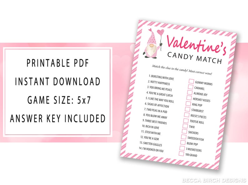 Candy Match Game Valentine's Day Games for Kids and Adults V-day Games ...